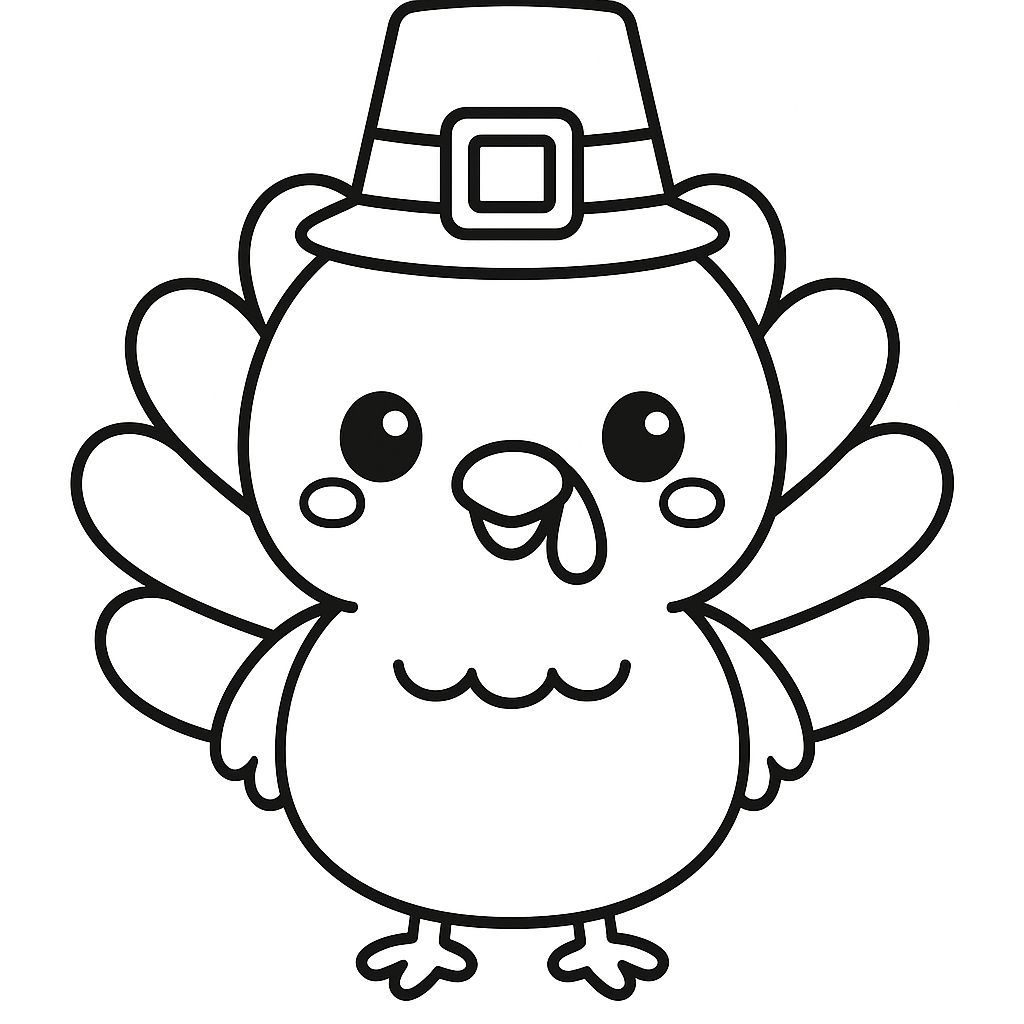 Free Kawaii Thanksgiving Coloring Pages for Kids – Cute Printable ...